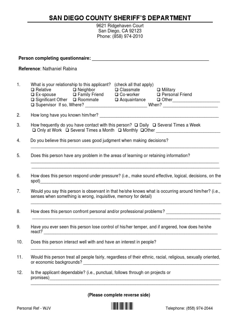 Personal Reference | PDF