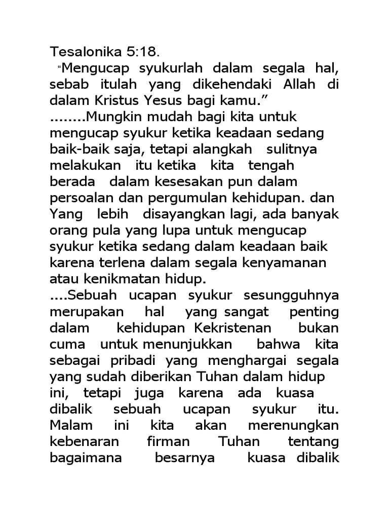 Khotbah Syukur Hut 16 06 22 | PDF