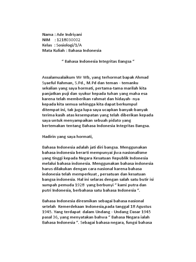 Tgs Akhir B Indo 1218030002 | PDF