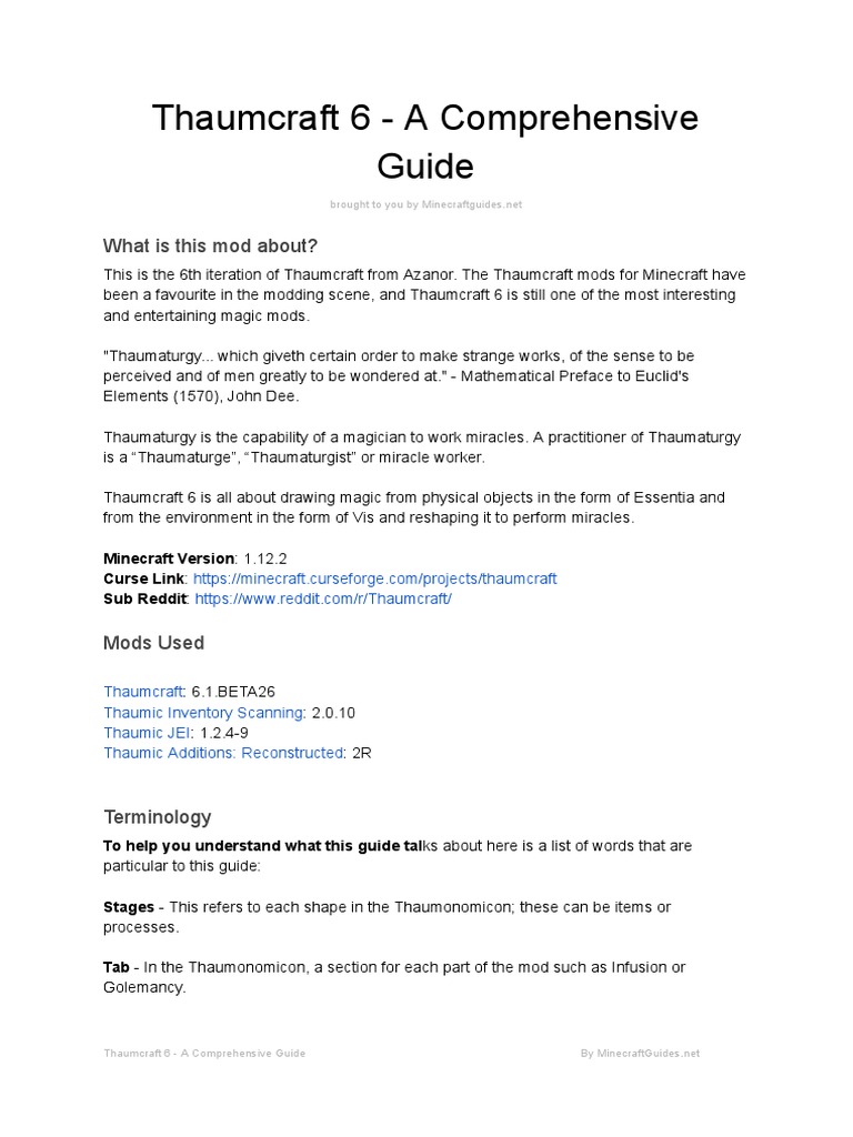 Thaumcraft 6 - A Comprehensive Guide | PDF