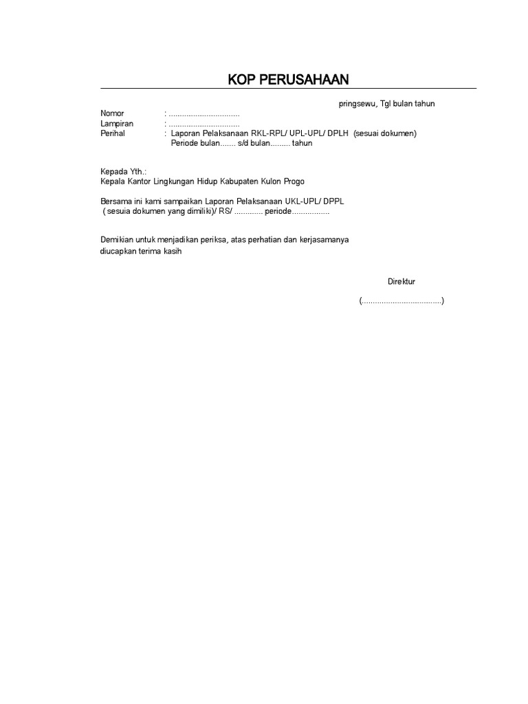 fORM PELAPORAN UKL UPL | PDF