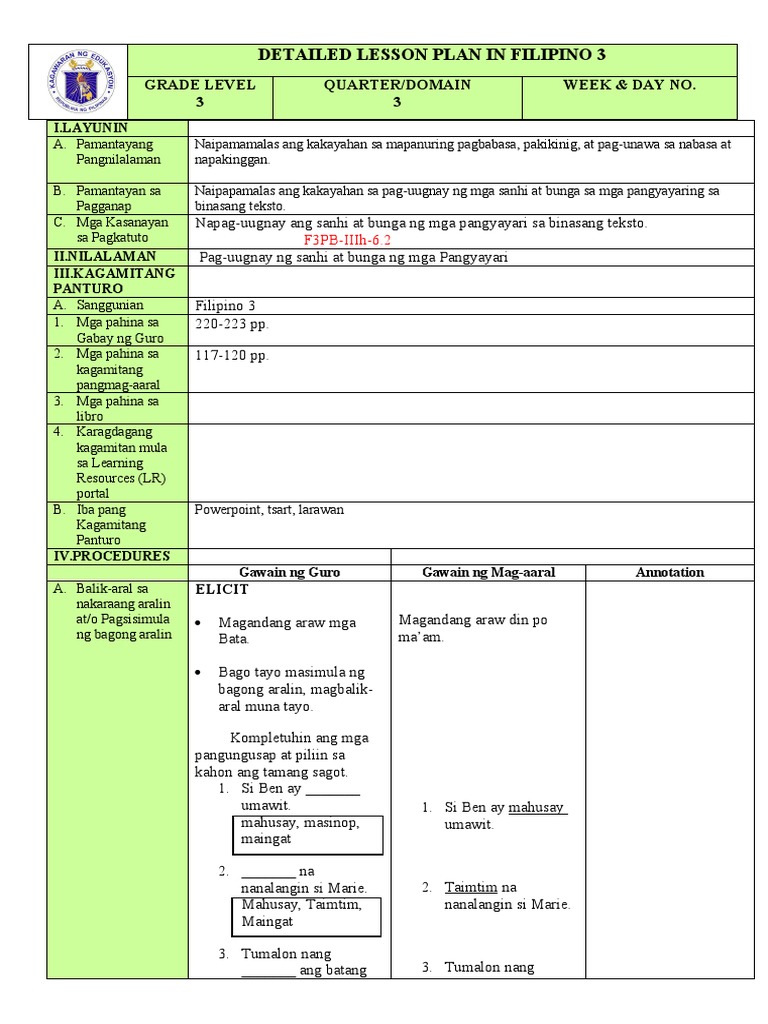 Co 2 Detailed Lesson Plan in Filipino | PDF