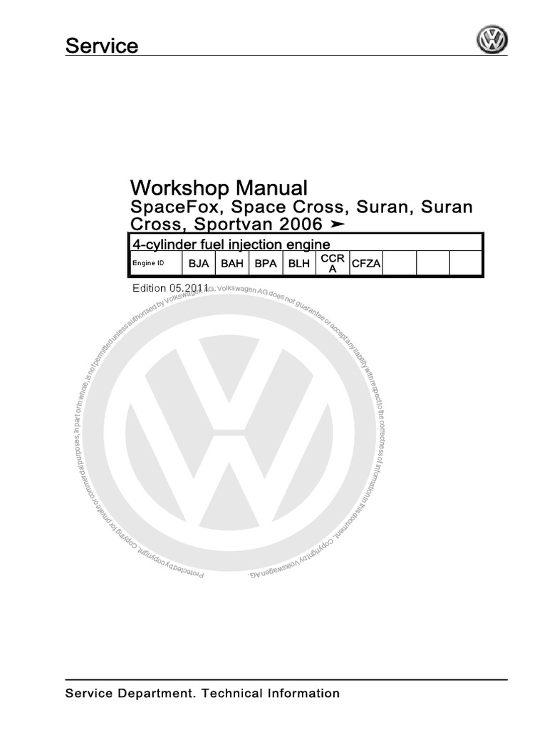 4-Cylinder Fuel Injection Engine BJA BAH BPA BLH CCRA CFZA | PDF | Belt ...