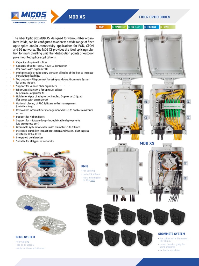 MDB XS: Fiber Optic Boxes | PDF | Optical Fiber | Telecommunications ...