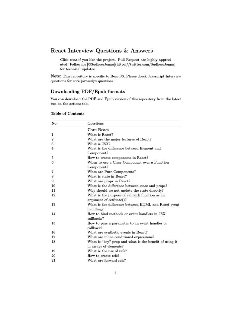 ReactJS Interview Q&A Guide | PDF | Java Script | Technology Development