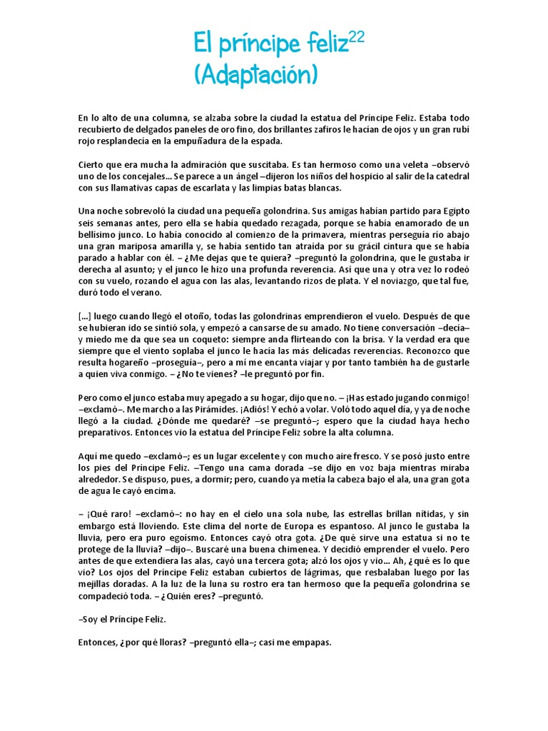 Cuento El Principe Feliz | PDF
