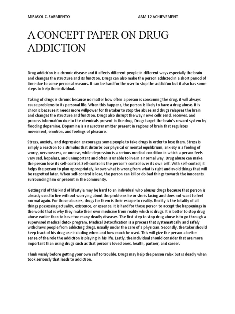 A Concept Paper On Drug Addiction | PDF | Self Control | Self-Management