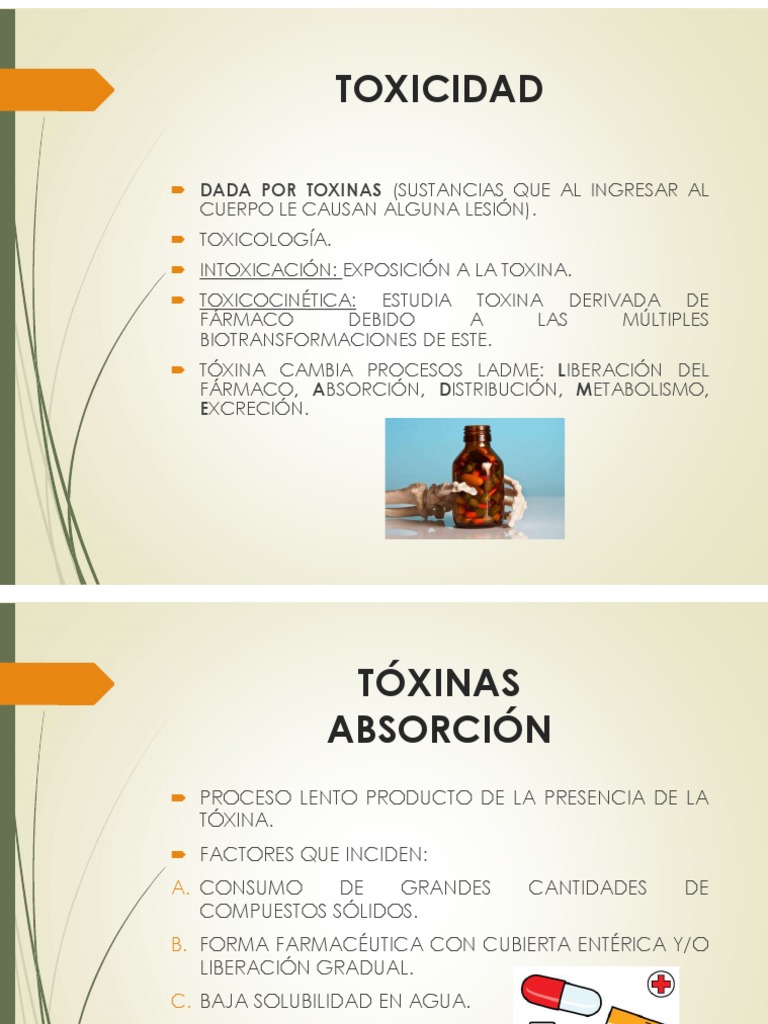 Toxicidad de tóxinas y factores que afectan su absorción, distribución ...