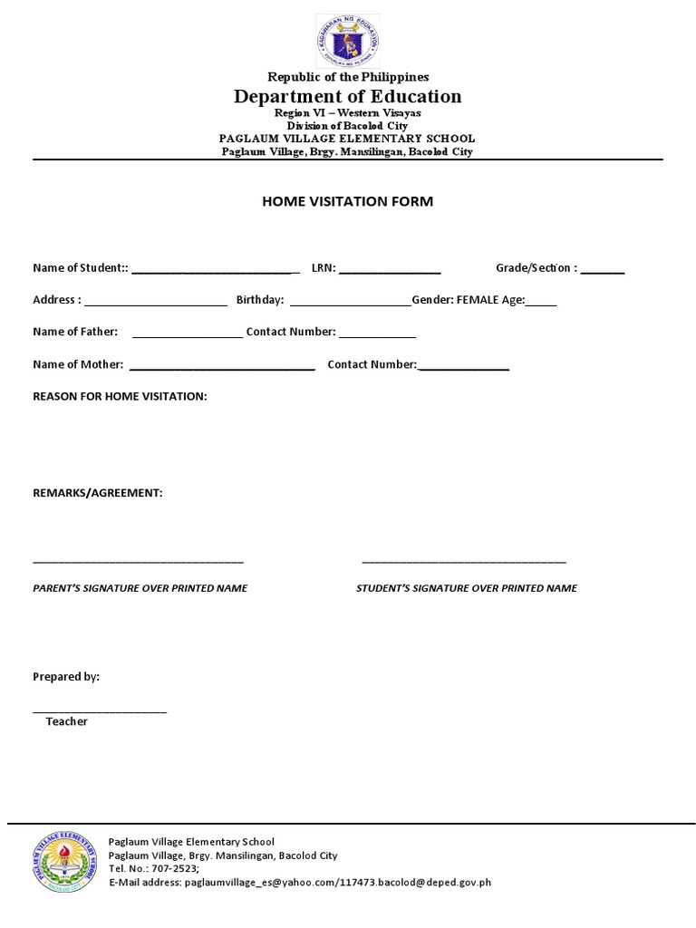 Home Visitation Form Blank | PDF