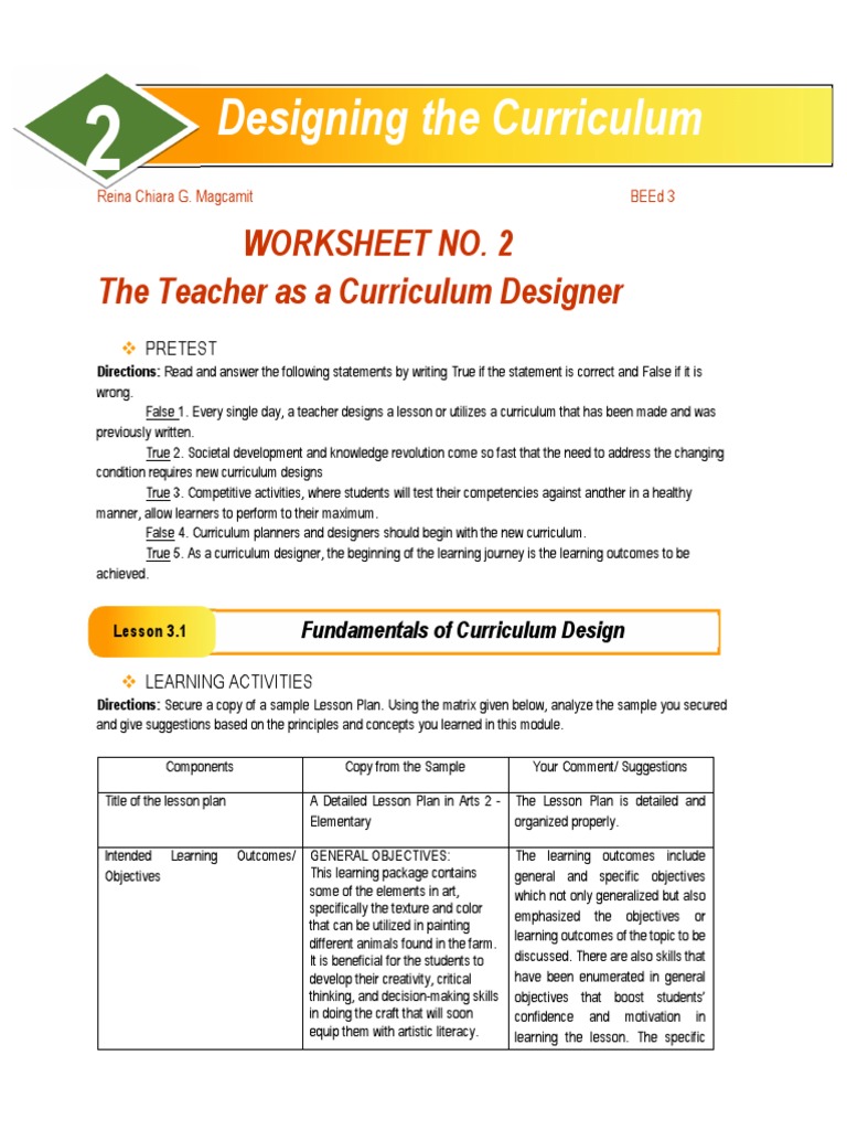 Worksheet No 2 Educ 321 Magcamit Reina Chiara G. | PDF | Curriculum ...