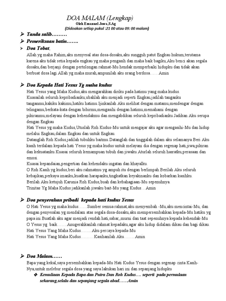 Doa Malam Lengkap | PDF