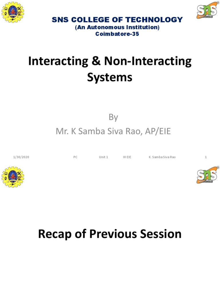 Interacting vs Non-Interacting Systems | PDF | Applied And ...