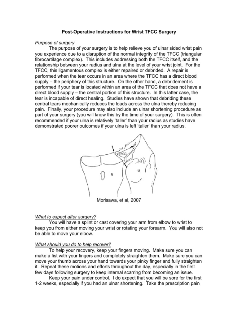 Post-Op Care for Wrist TFCC Surgery | PDF | Clinical Medicine ...