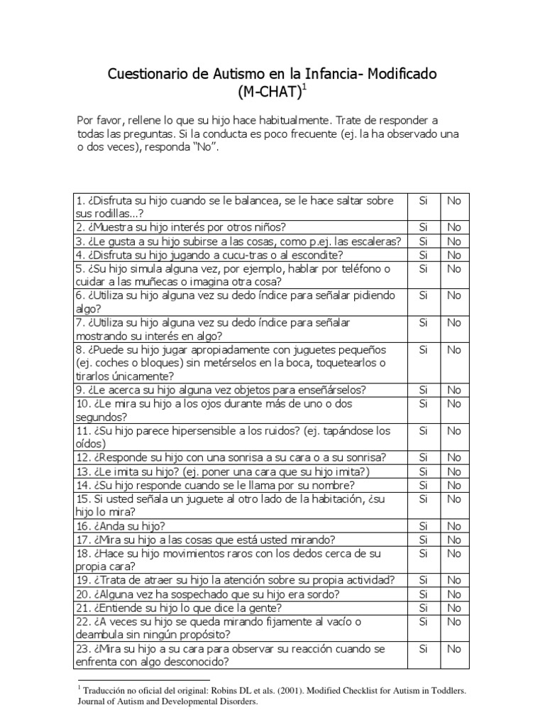 M-CHAT | Juguetes | Bienestar