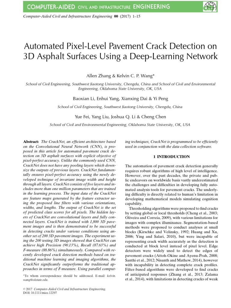 Automated Pixel-Level Pavement Crack Detection On 3D Asphalt Surfaces Using A Deep-Learning ...