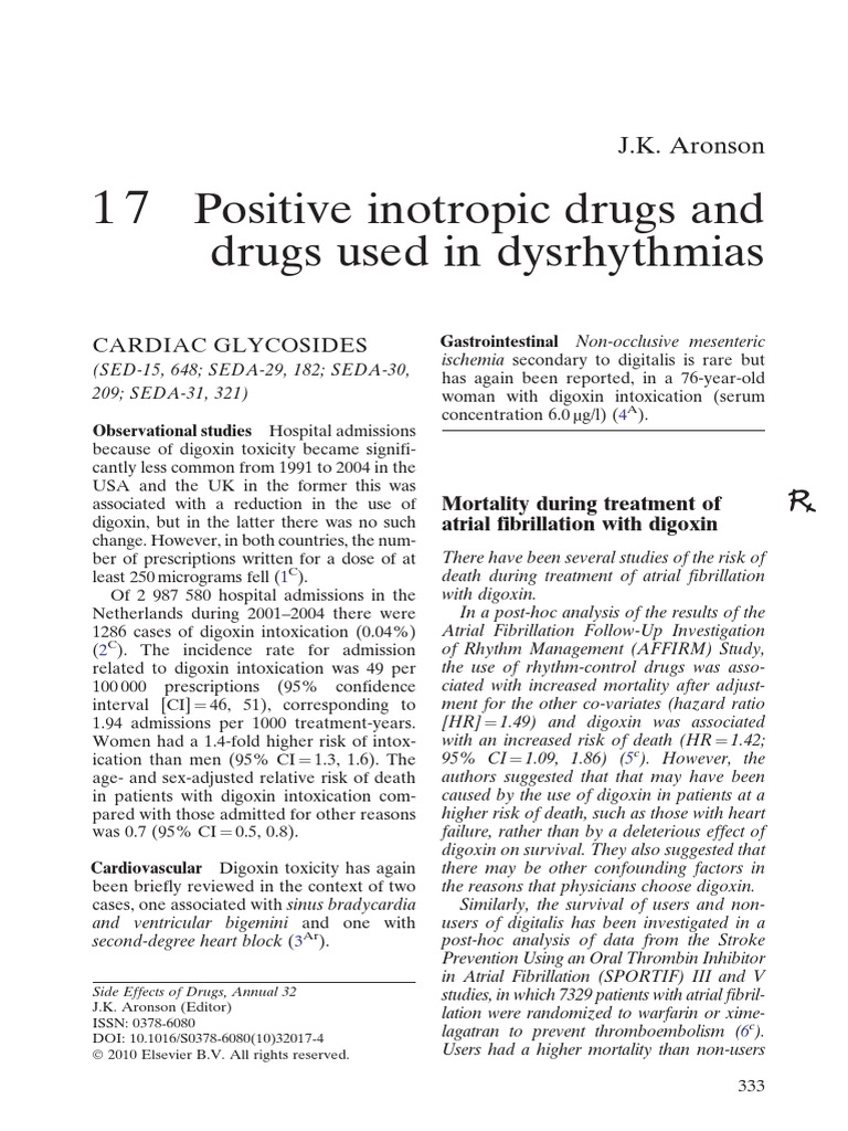 Positive Inotropic Drugs and Drugs Used in Dysrhythmias | PDF ...