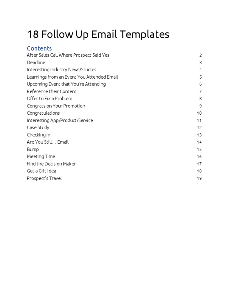18 B2B Follow Up Email Templates | PDF