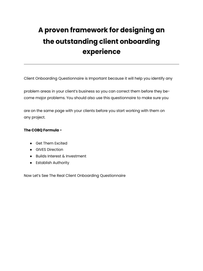 Client Onboarding Questionnaire | PDF | Business | Marketing