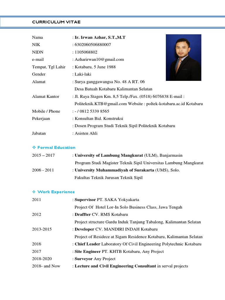 CURRICULUM VITAE IRWAN AZHAR Ind | PDF | Indonesia