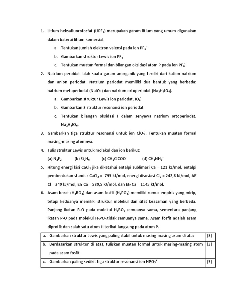 Struktur Lewis dan Muatan Formal PF6 | PDF | Seni | Sains & Matematika