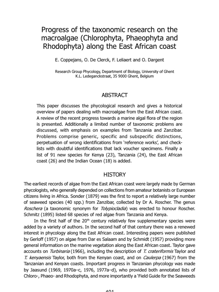 Taxonomic Research on East African Macroalgae | PDF | Species | Seaweed