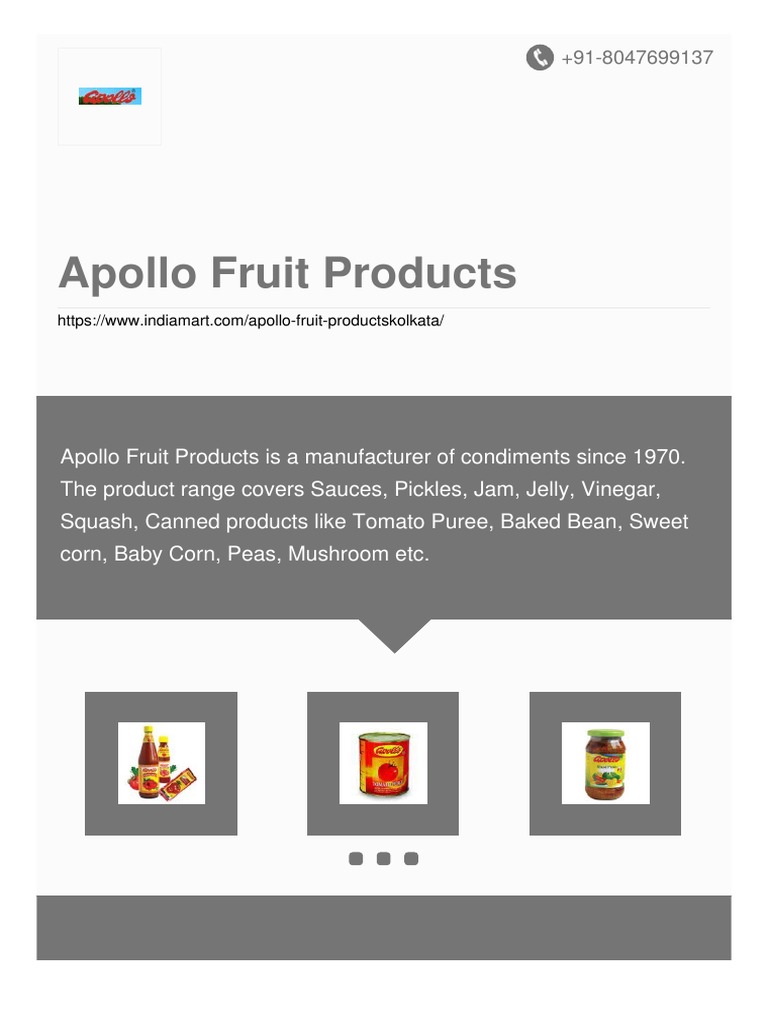 Apollo Fruit Products | PDF | Fruit Preserves | Pickling