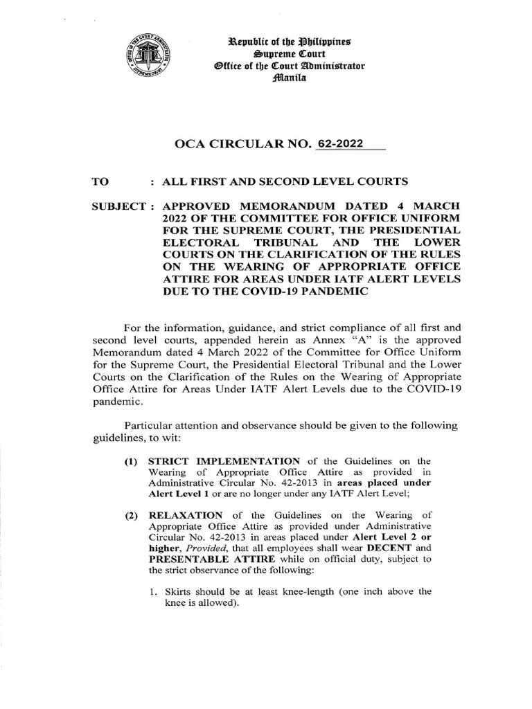 OCA Circular No. 62-2022 | Download Free PDF | Trousers | Shoe