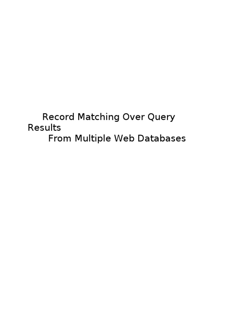 Record Matching Over Query Results From Multiple Web Databases | Download Free PDF | Metadata ...