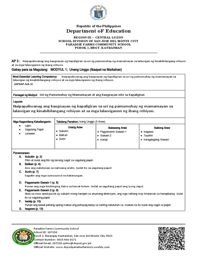 Home Guide AP 3 Week 1 Quarter 4 | PDF