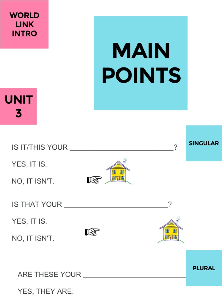 World Link Intro - Unit 3 - Main Points | PDF