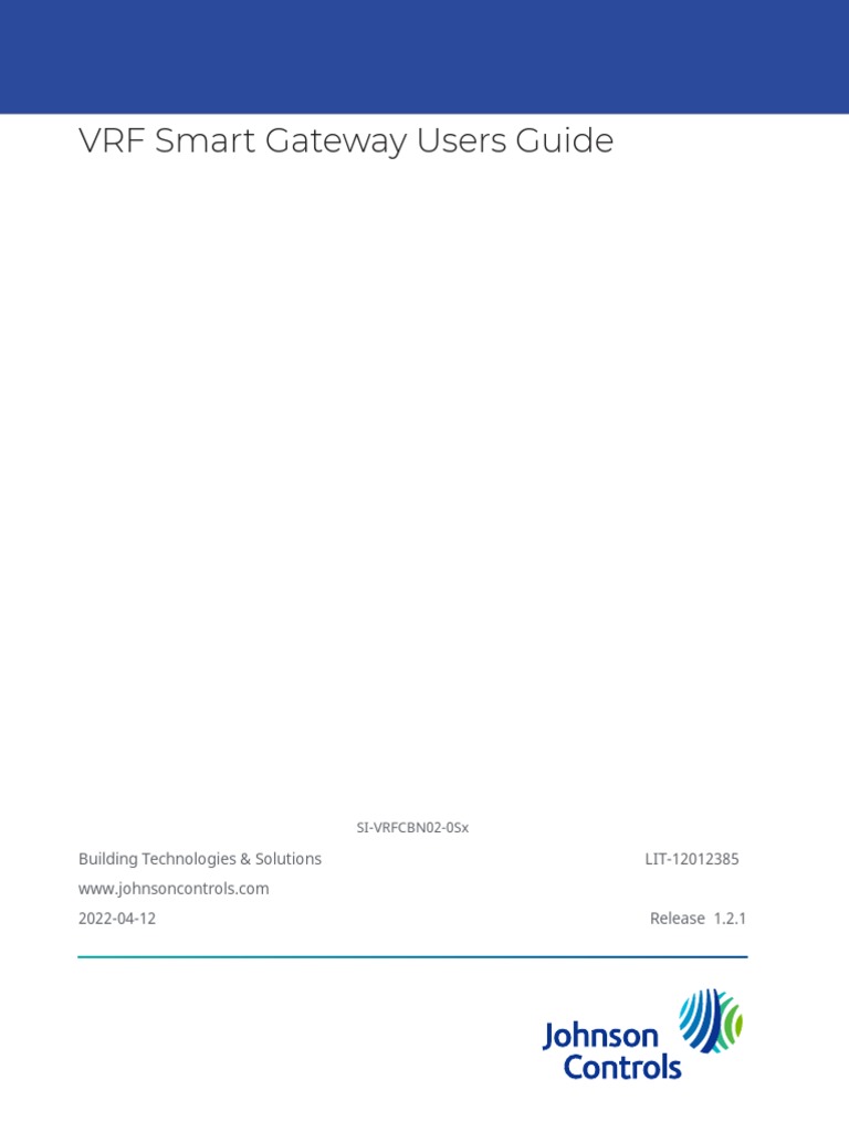 VRF Smart Gateway Users Guide: Building Technologies & Solutions 2022 ...
