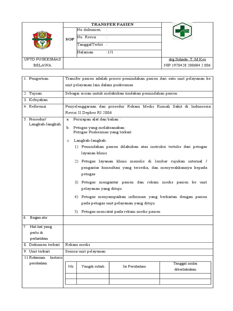 Sop Transfer Pasien | PDF