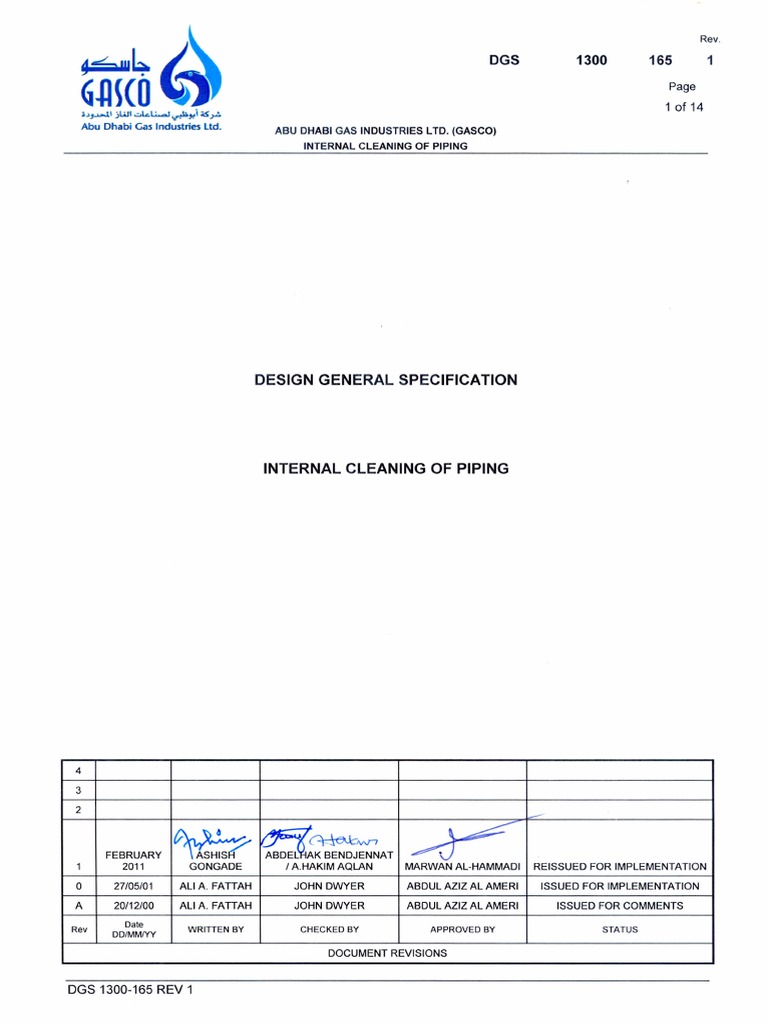 Internal Cleaning Procedures for Piping | PDF | Steam | Specification ...