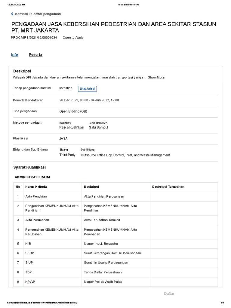 MRT E Procurement | PDF