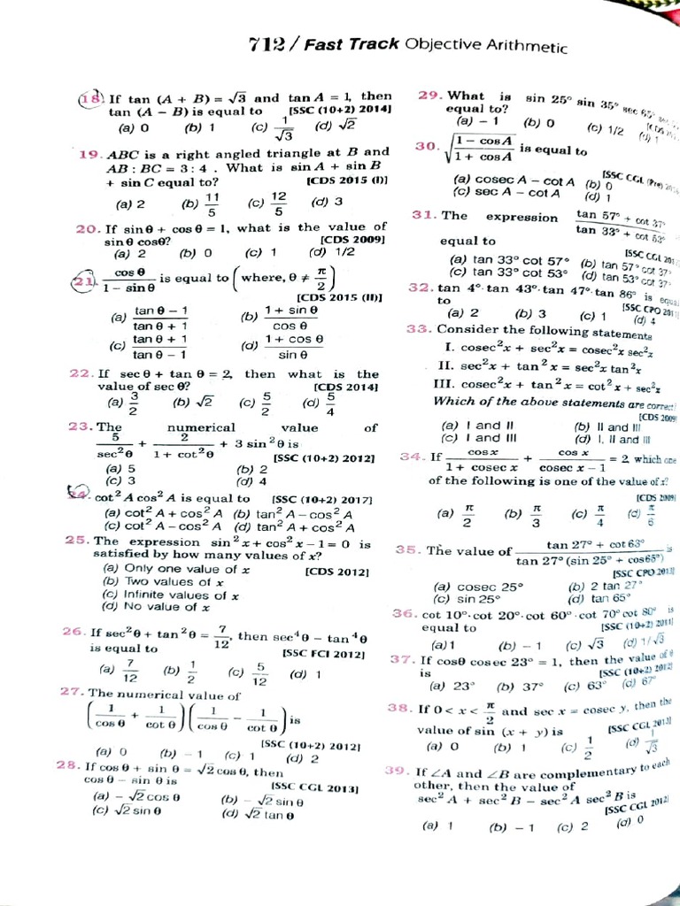Trigonometry Fast Track | PDF | Sine | Trigonometric Functions