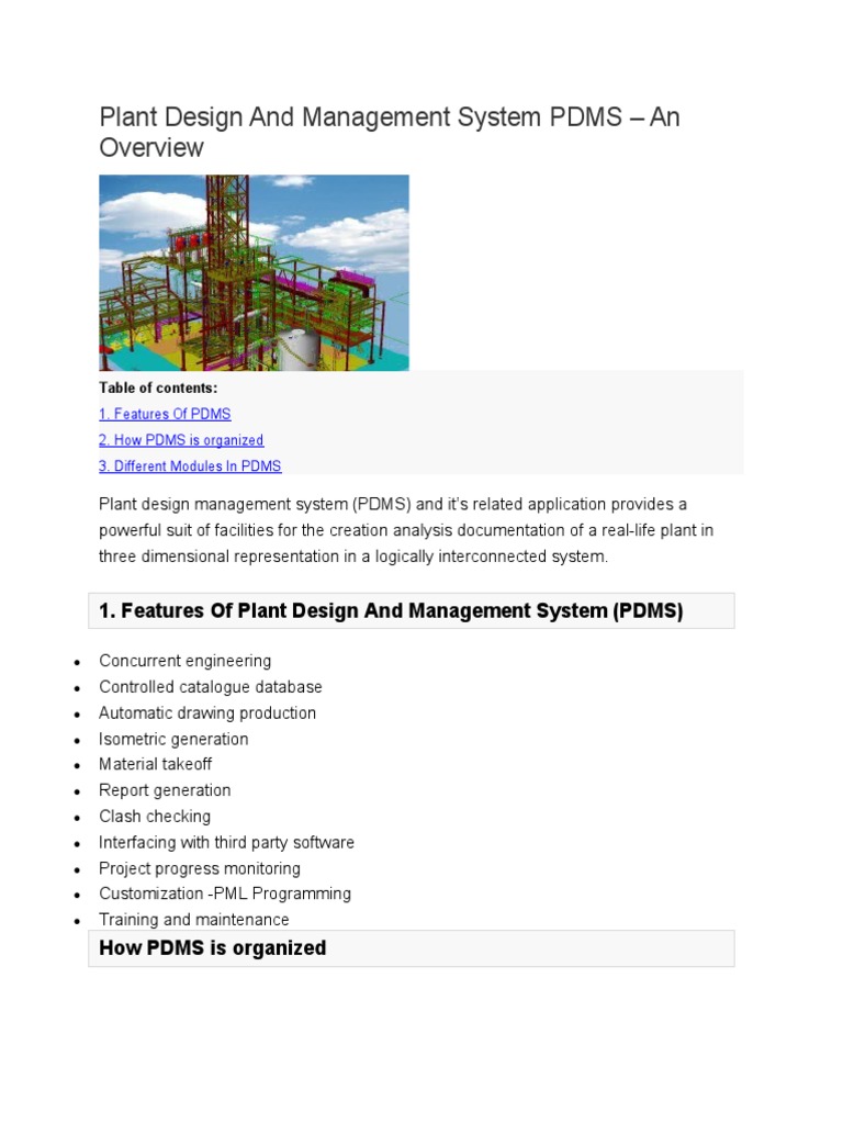 Plant Design and Management System PDMS - An Overviewt | PDF