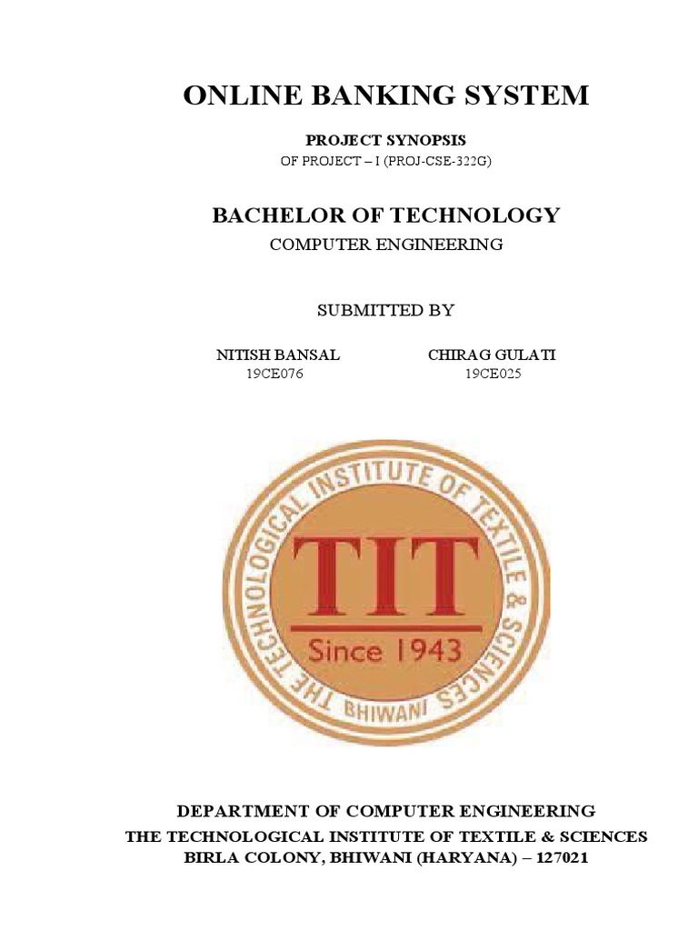 Online Banking System Synopsis | PDF | Banks & Banking | Online Banking