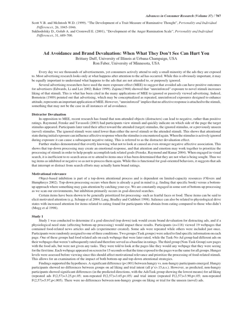 Avoidance and Brand Devaluation | PDF | Affect (Psychology) | Attention
