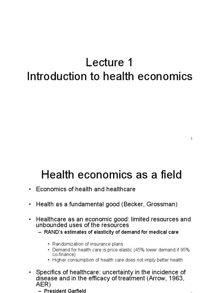 Introduction To Health Economics | PDF | Health Care | Life Expectancy