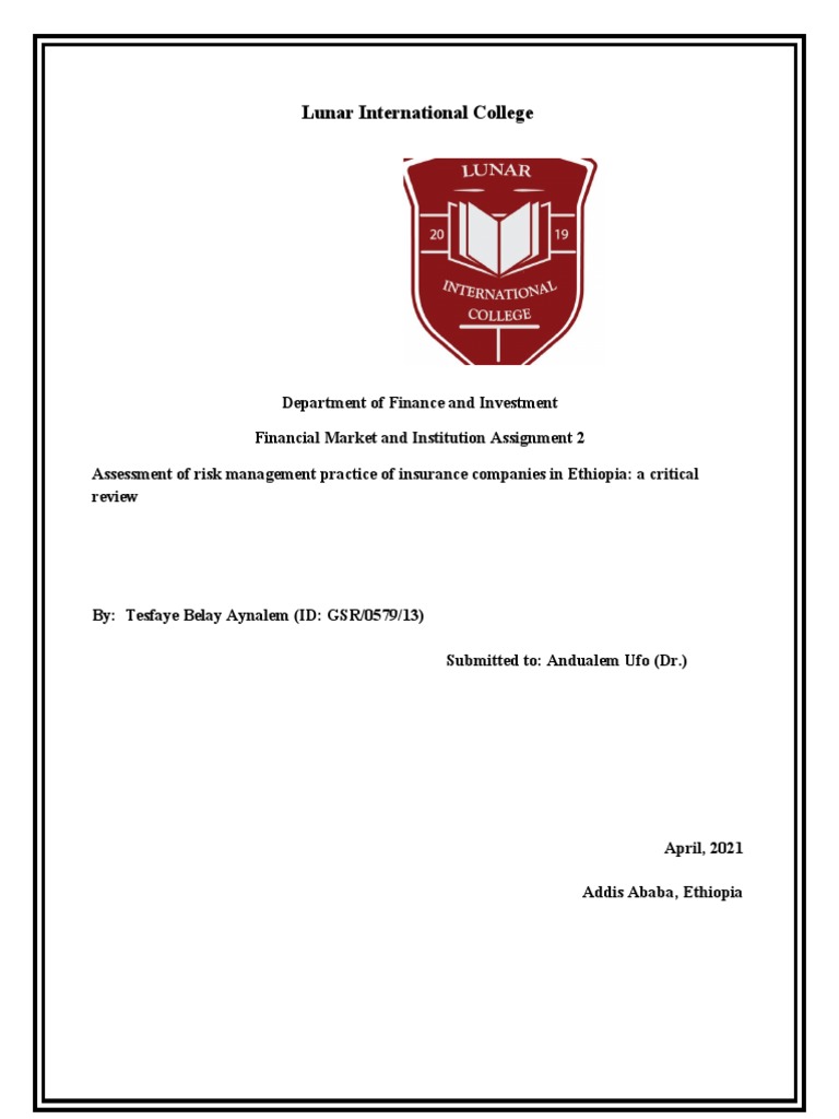 Critical Review (Assignment 2) - 1 | PDF | Risk | Risk Management