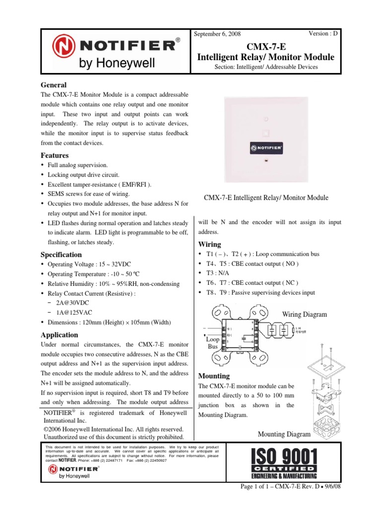 CMX-7-E Intelligent Relay/ Monitor Module: General | PDF | Relay ...