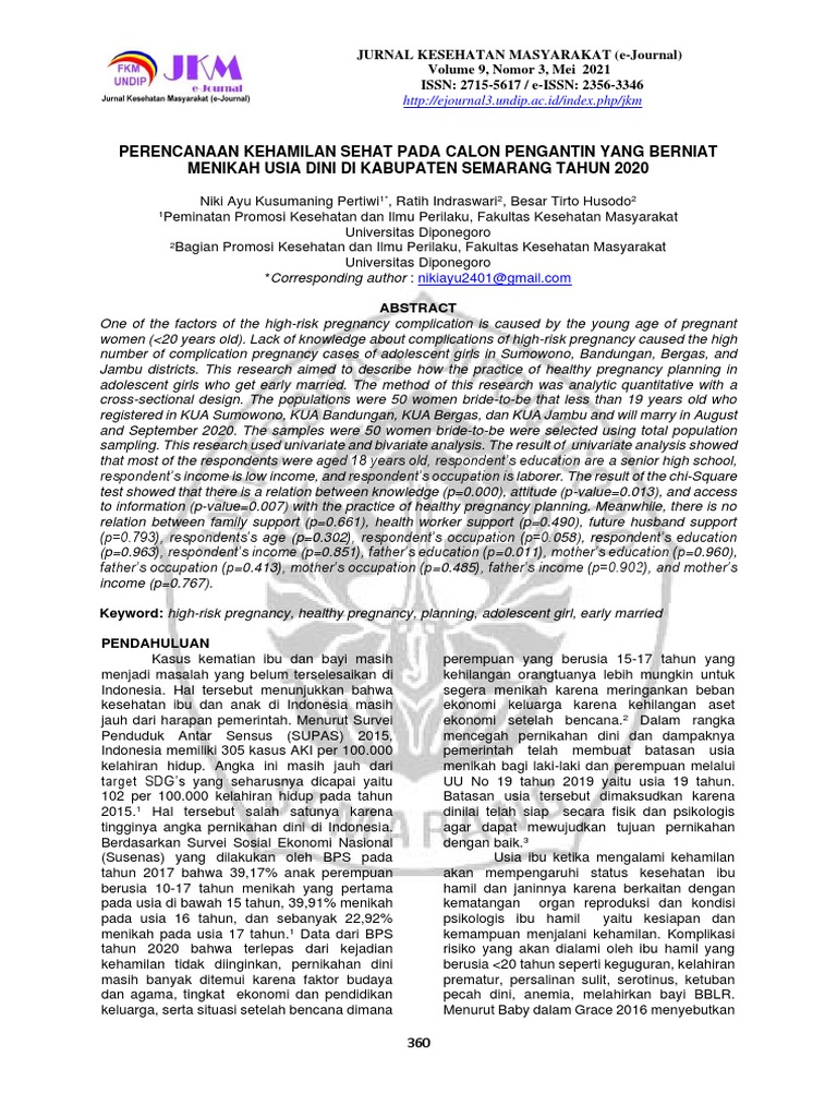 Jurnal - Perencanaan Kehamilan Sehat Catin | PDF | Health Sciences