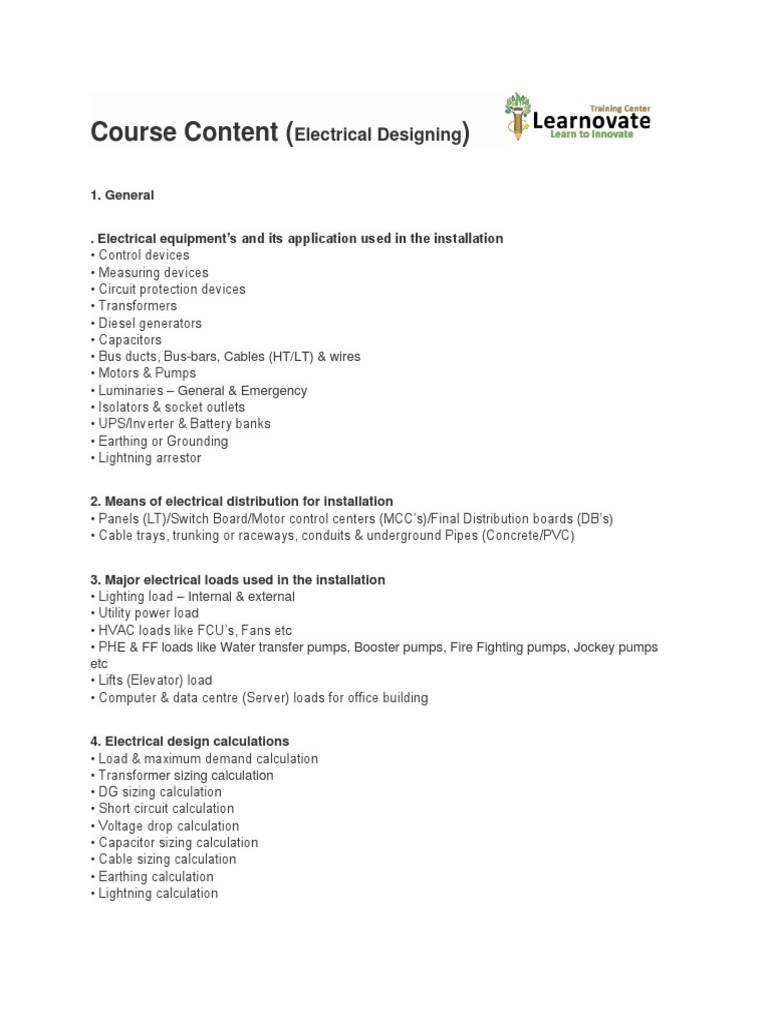 Electrical Design Course Guide | PDF | Home & Garden | Technology ...