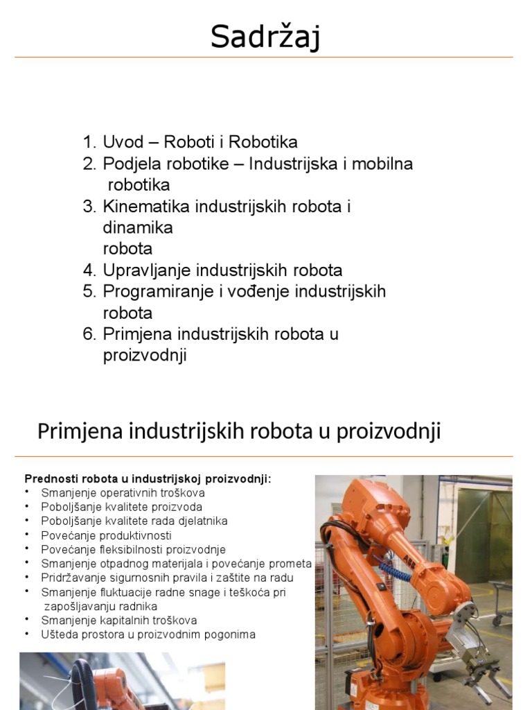 Primjena Industrijskih Robota U Proizvodnji1 | PDF