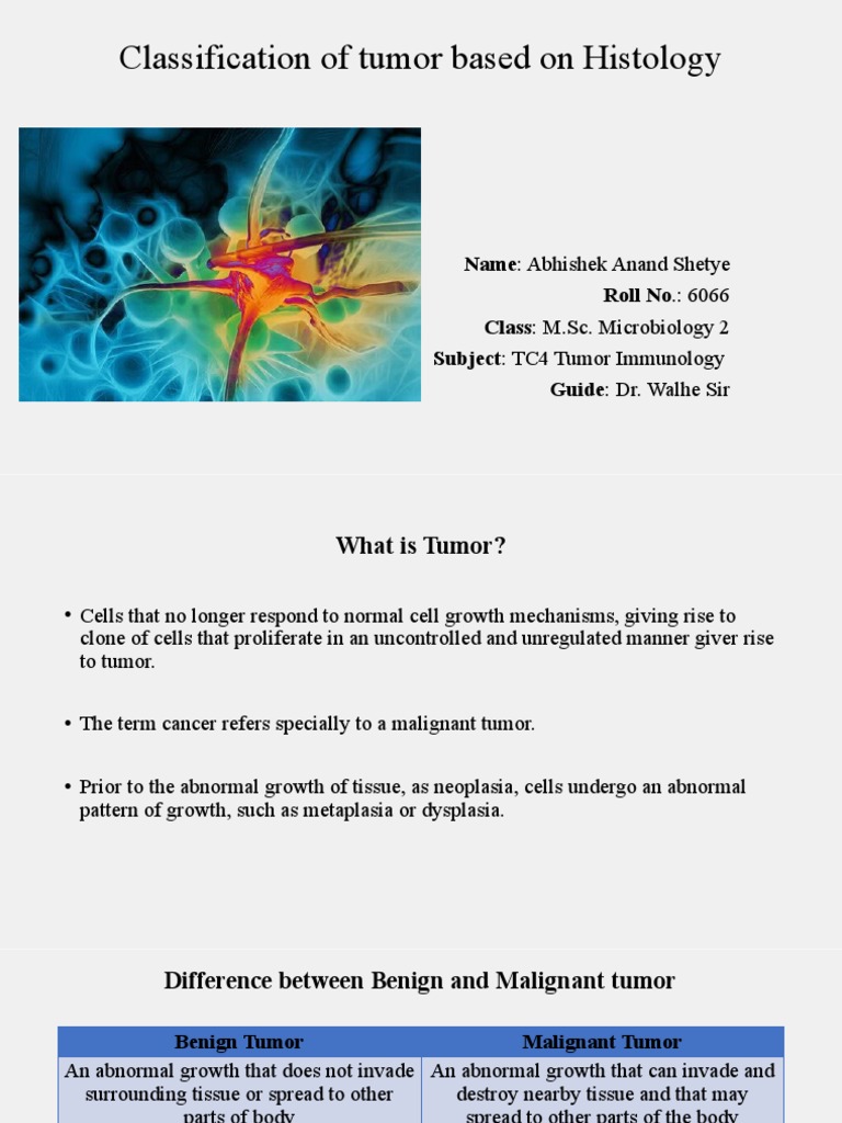 Classification of Tumor Based On Histology | PDF | Cancer | Neoplasms
