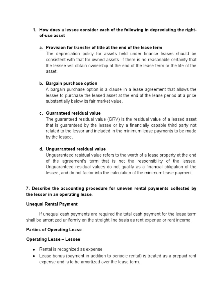 Depreciating Right-of-Use Assets in Operating Leases | PDF | Lease ...