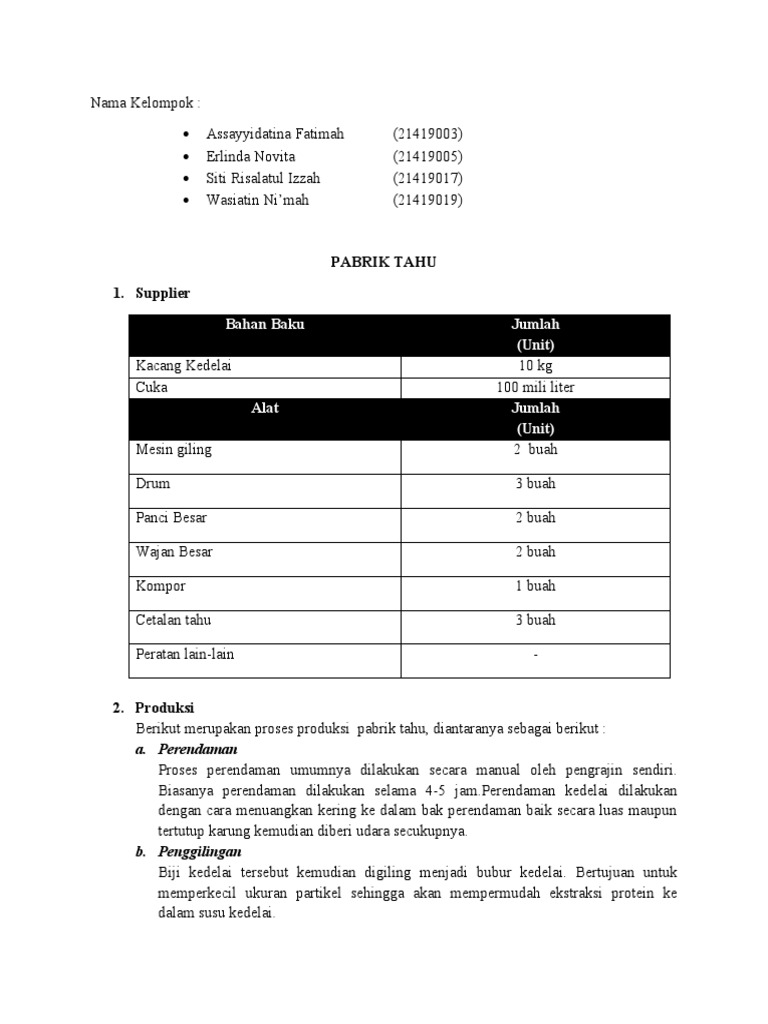 Kelompok 4 (Pabrik Tahu) | PDF