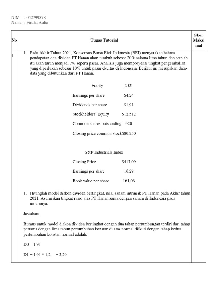 Tugas 2 Teori Portofolio - Firdha Aulia - 042799878 | PDF