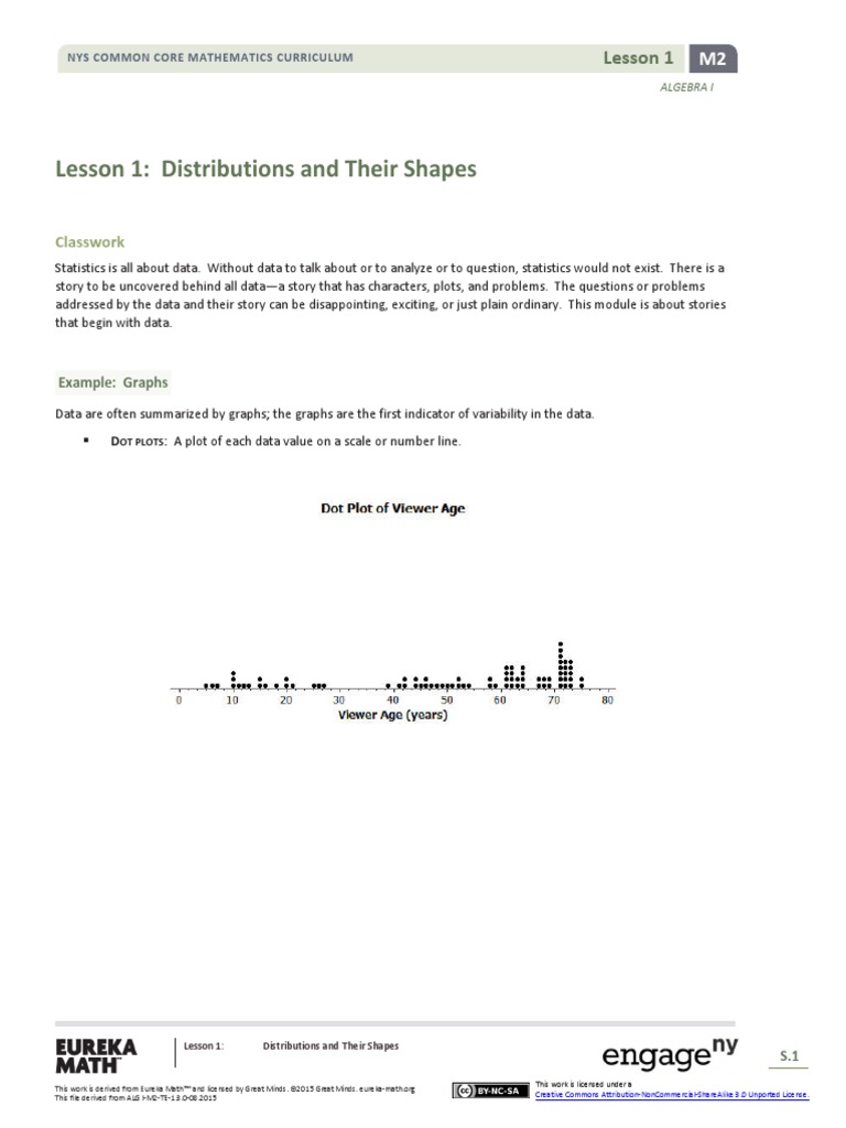 Lesson 1: Distributions and Their Shapes: Classwork | PDF | Mathematics ...