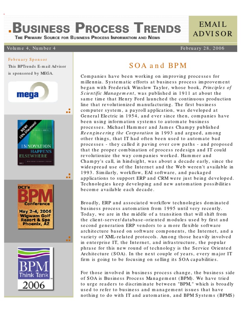 BPM at The Heart of SOA | PDF | Business Process Management | Service ...